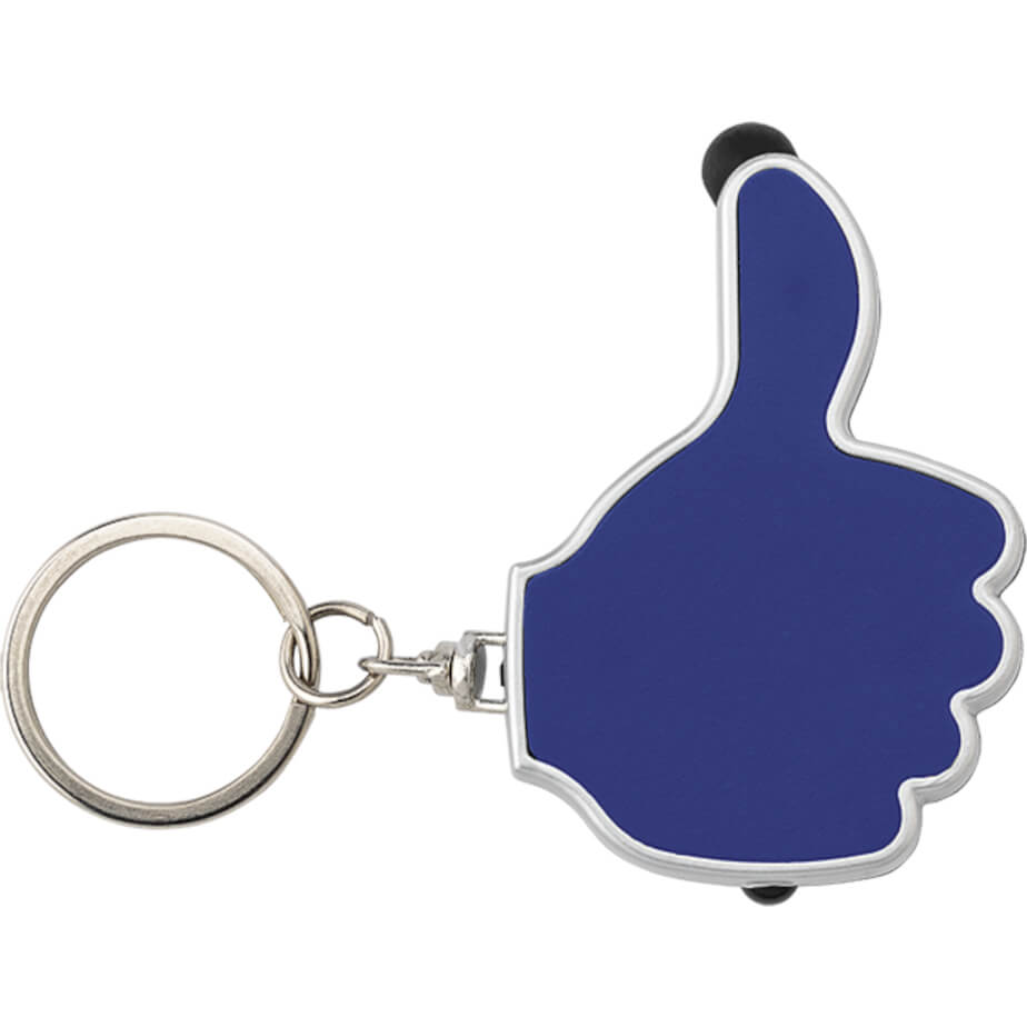 3 in 1 Thumbs Up Keychain with Stylus and LED Light | Brandability