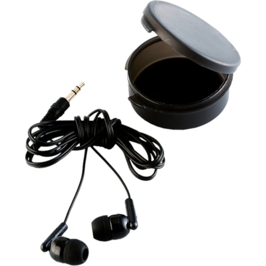Earphones in Round Case | Brandability