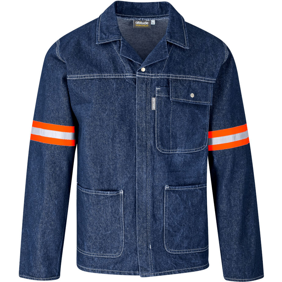 Cast Premium 100% Cotton Denim Jacket - Reflective Arms - Orange Tape ...