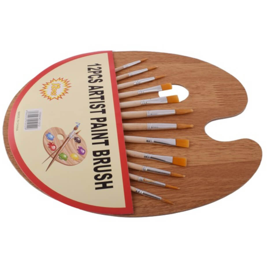 12-Piece Artist Paint Brushes & Palette Set | Brandability