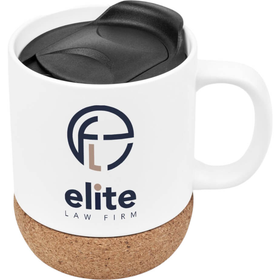 Serendipio Sienna Cork & Ceramic Sublimation Coffee Mug | Brandability
