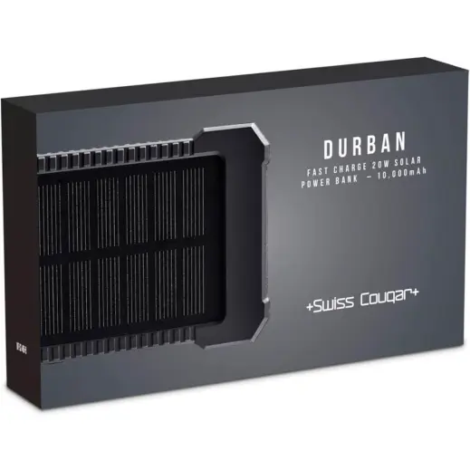 Swiss Cougar Durban Fast Charge 20W Solar Power Bank - 10000mAh ...
