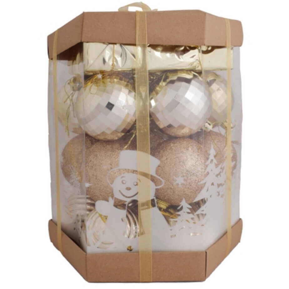 Gold Christmas Baubles & Gift Box Set | Brandability