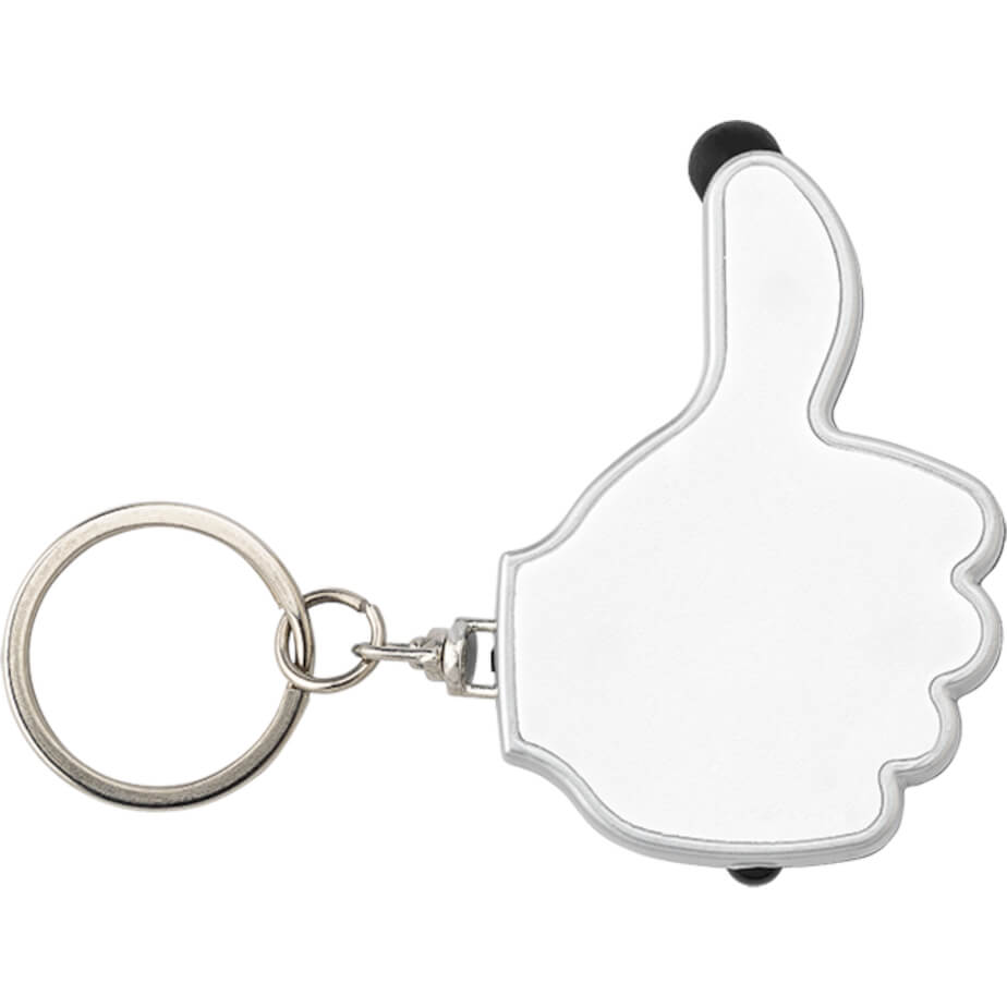 3 in 1 Thumbs Up Keychain with Stylus and LED Light | Brandability